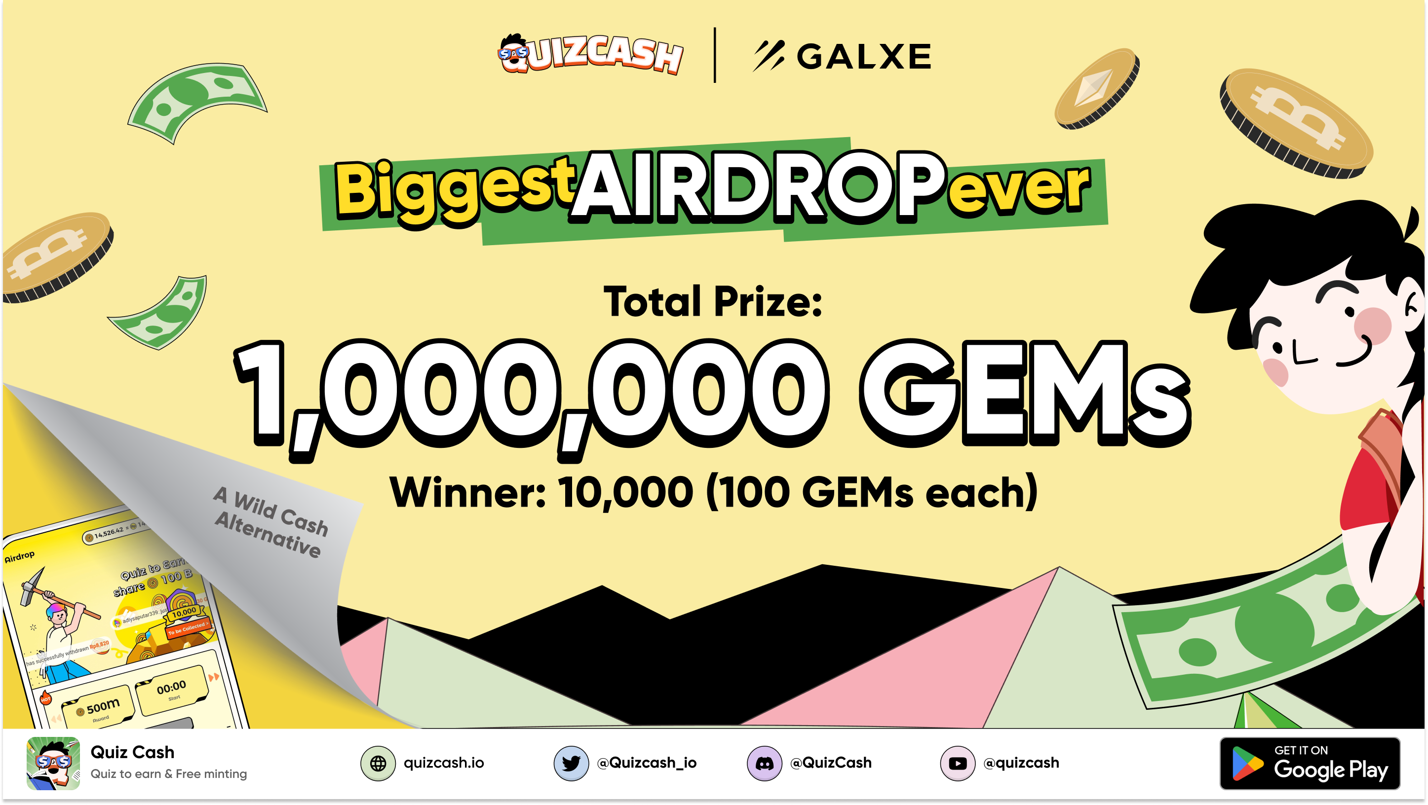 Quiz Cash X Galxe Biggest Airdrop by 0xBot | Galxe Quest